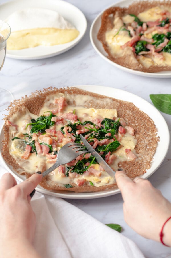Buckwheat Galette with cheese and grilled bacon - Marie Food Tips