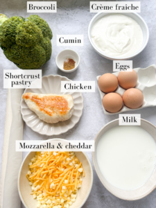 Easy chicken broccoli quiche (with cheddar and mozzarella) - Marie Food ...