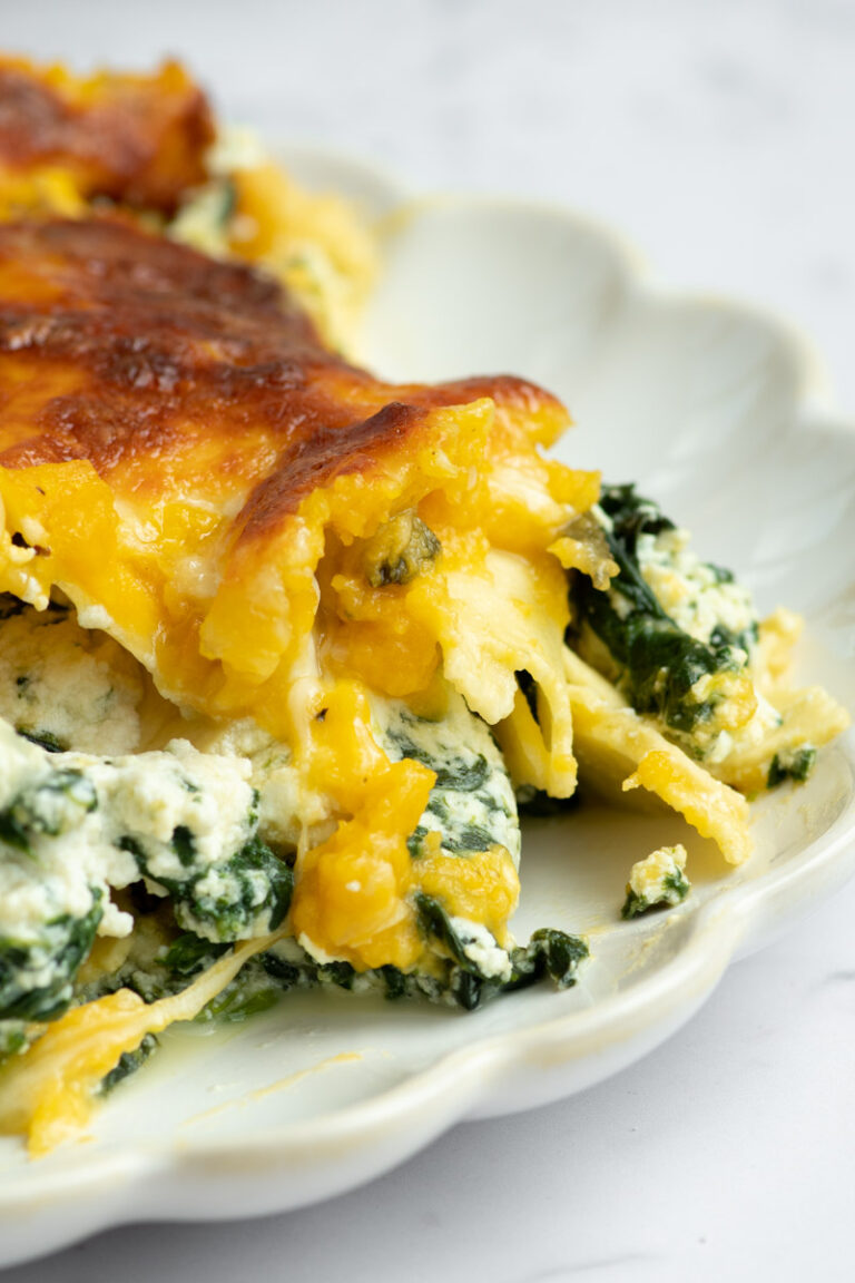Creamy butternut squash lasagna rolls (with spinach) - Marie Food Tips